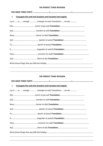 Perfect Tense | Teaching Resources