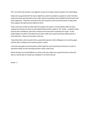 reflections exit card activity | Teaching Resources