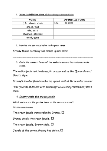 SPAG VERB TENSES REVISION | Teaching Resources