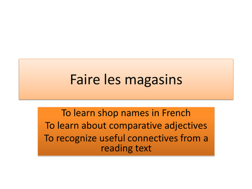 Faire Les Magasins | Teaching Resources