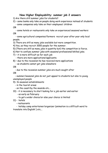 New Higher Employability | Teaching Resources