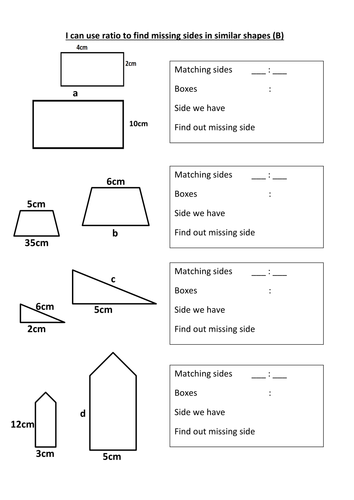 Ratio method for similar shapes | Teaching Resources