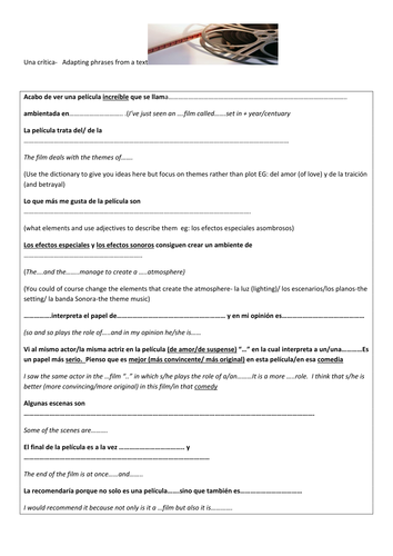 Critica de cine | Teaching Resources