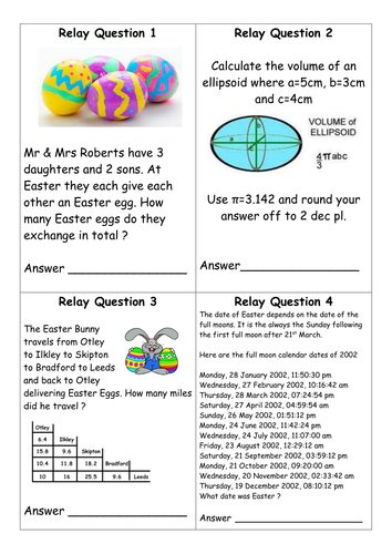 Easter relay quiz | Teaching Resources