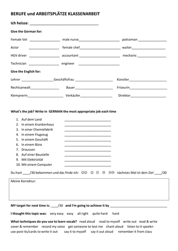 Jobs and work places in German | Teaching Resources