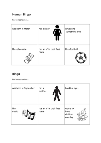 Human Bingo | Teaching Resources