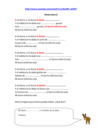 Cancion 'A mi Burro' | Teaching Resources