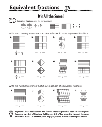 Recognize when two simple fractions are equivalent | Teaching Resources