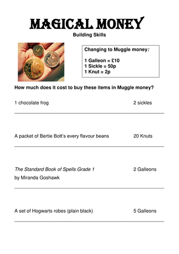 Magical Math, Harry Potter problem solving | Teaching Resources