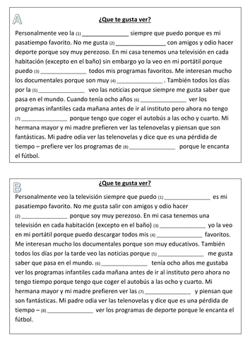 KS4 Spanish: TV Listening and Vocab | Teaching Resources