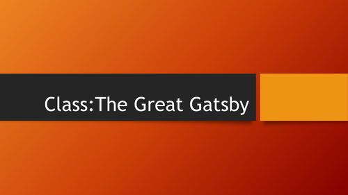 Class: The Great Gatsby Extract and activities | Teaching Resources