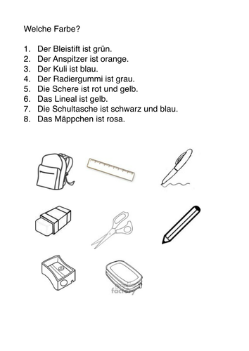 School bag items | Teaching Resources