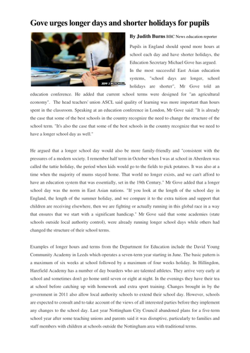 The School Day Debate Persuasive Writing | Teaching Resources