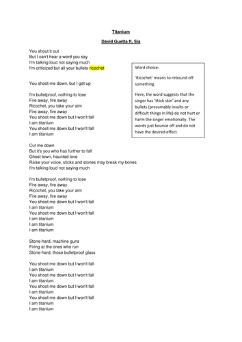 Introduction to Poetic Techniques - 'Titanium' | Teaching Resources