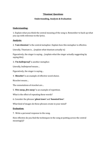 Introduction to Poetic Techniques - 'Titanium' | Teaching Resources