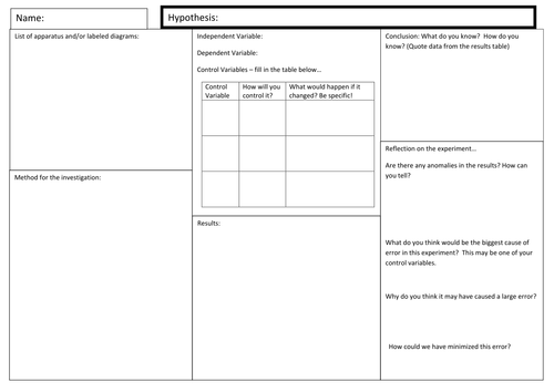 KS3 Science investigation writing frame | Teaching Resources