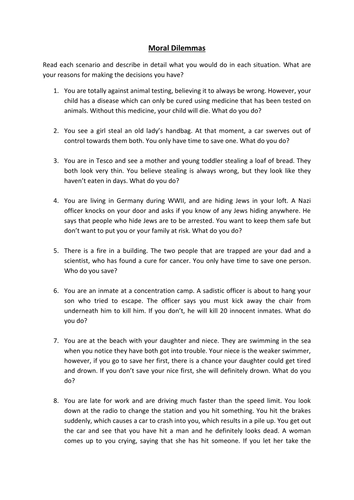 Moral Dilemmas | Teaching Resources