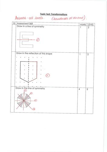 Transformations topic assessment Levels 2-7 | Teaching Resources
