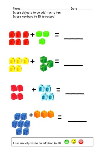 Use objects to do addition to 5 / addition to 10 | Teaching Resources