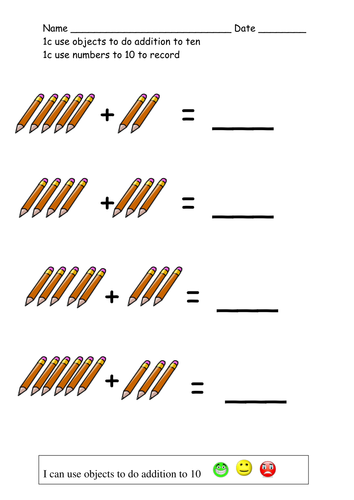 Use objects to do addition to 5 / addition to 10 | Teaching Resources