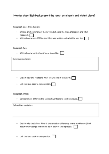 Year 10 Of Mice and Men SoW - Lesson 14 | Teaching Resources