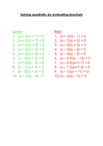 Solving quadratics factorized brackets grade B | Teaching Resources