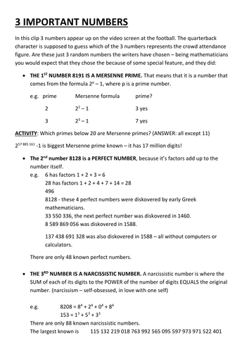 Math & the Simpsons - Part 7 =3 Important numbers | Teaching Resources