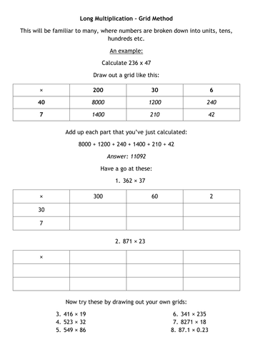 Long multiplication worksheets | Teaching Resources