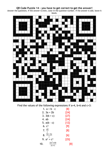 QR Code Puzzle 14 - Substitution | Teaching Resources