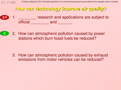 Improving air quality (1) - graded questions | Teaching Resources