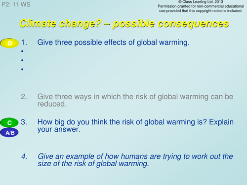 Climate change (1) - graded questions | Teaching Resources