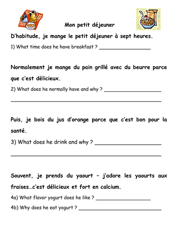 Le petit déjeuner | Teaching Resources