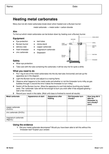 AQA Thermal decomposition / limestone | Teaching Resources