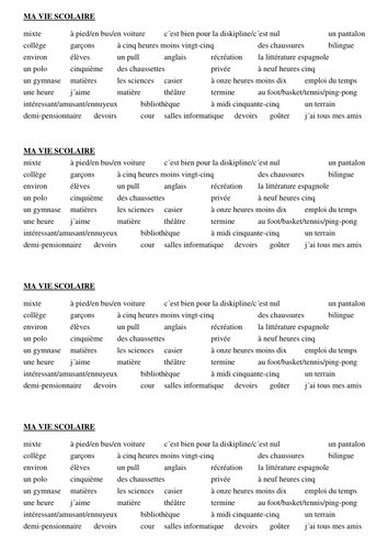 Mon école | Teaching Resources