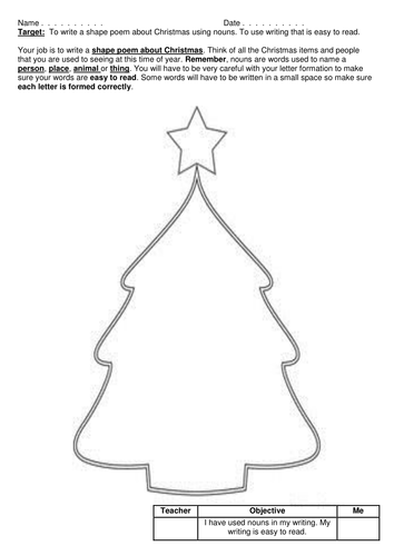 Christmas Tree Shape Poem - Nouns | Teaching Resources
