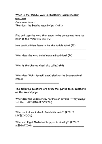Buddhism 6 lessons exploring The Middle Way KS2/3 | Teaching Resources