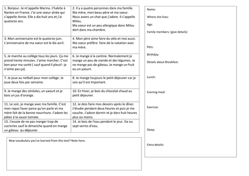 Une vie saine | Teaching Resources