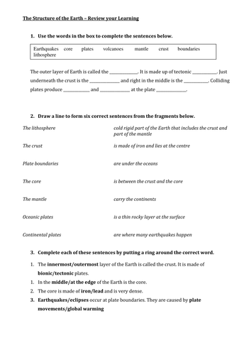 Structure of the Earth Lesson 1 | Teaching Resources