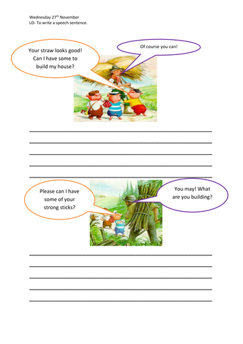 Three Little Pigs- Speech | Teaching Resources