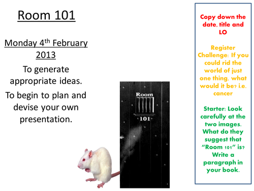Room 101 Speaking & Listening Scheme of Lessons | Teaching Resources