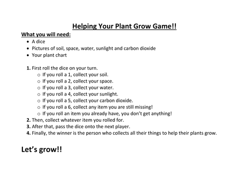 Helping Plants Grow Game | Teaching Resources