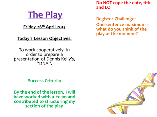 DNA - Dennis Kelly - Literature Lessons KS3 1-18 | Teaching Resources