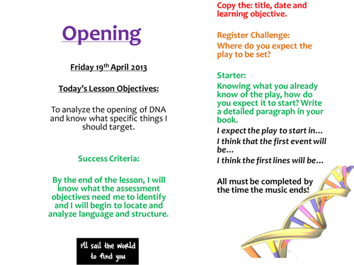 DNA - Dennis Kelly - Literature Lessons KS3 1-18 | Teaching Resources