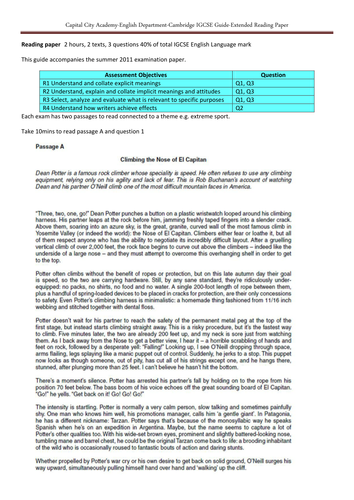 Igcse English Language Reading Paper Teaching Resources