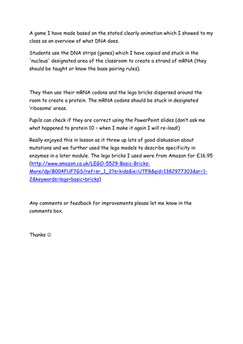 Transcription Translation game | Teaching Resources