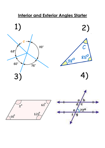 Interior Exterior Angles Polygons Grade C Level 7 | Teaching Resources