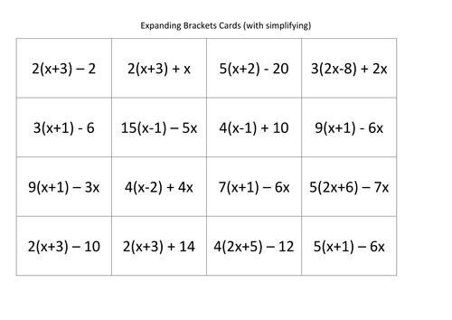 Expanding Brackets Card Sort and Flipchart | Teaching Resources