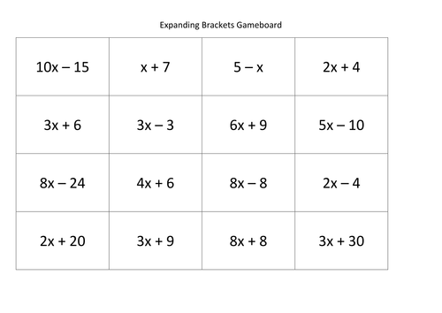 Expanding Brackets Card Sort and Flipchart | Teaching Resources