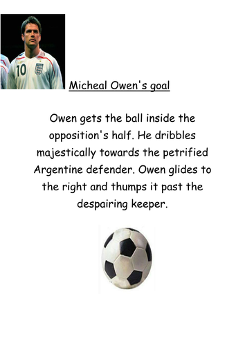 creative writing through football | Teaching Resources