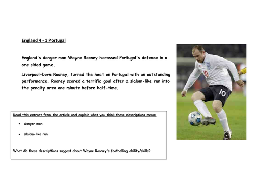 creative writing through football | Teaching Resources